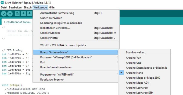 Modellbahn-Beleuchtung mit dem Arduino Nano – Wolkingen